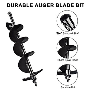 YesHom 6" Earth Auger Drill Bit for Planting Flower Fence Post Hole Digger Gardening DIY Projects