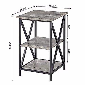 Convenience Concepts Tucson End Table with Shelves, 3-Tier, Faux Birch/Black