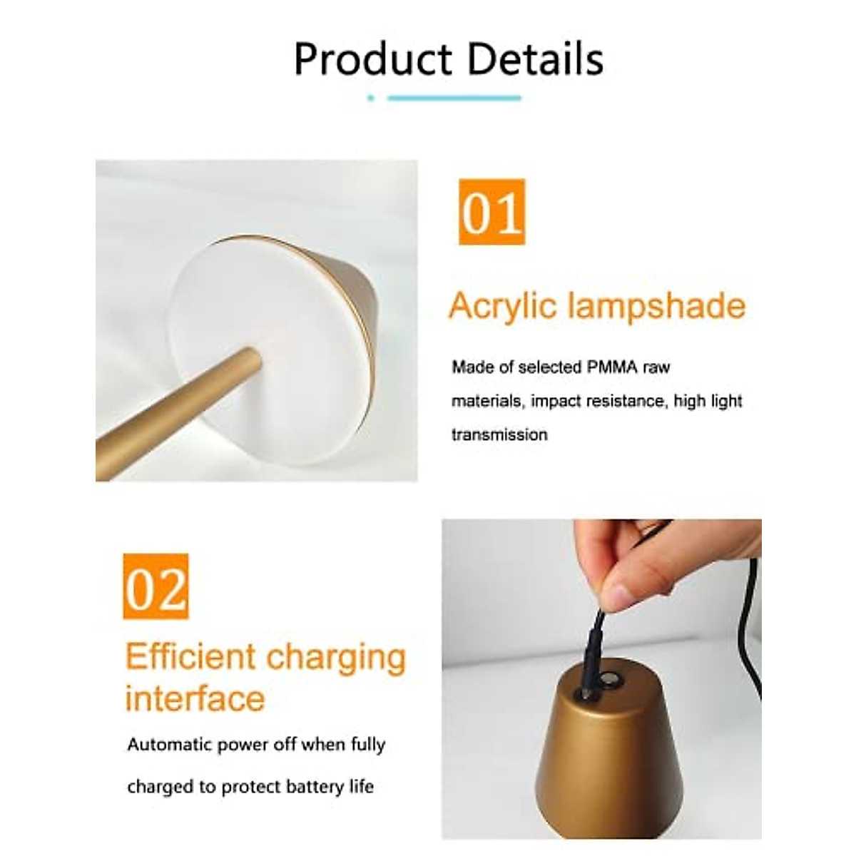 Creative Office Restaurant Bar Table lamp Rechargeable Study Reading Touch Led Desk Light with USB Charging Port for Bedroom (Black)