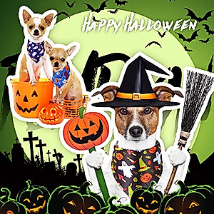 14 Pcs Halloween Dog Bandanas Dog Bib Dog Scarf Pet Bandana Dog Handkerchief for Small Medium Large Dogs Accessories Halloween Party Pet Costume (Honor Pattern)