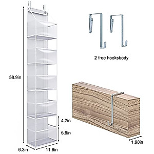 Fixwal 5-Shelf Over The Door Hanging Pantry Organizer, Room Organizer with Clear Plastic Pockets, 25lb Ultra Sturdy & Large Capacity for Closet, Bedroom, Nursery, Bathroom and Sundries