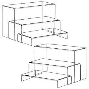 Fixwal 6pcs 2 Set Acrylic Risers for Display Clear Acrylic Riser Display Stands Acrylic Display Risers for Show Funko Pop Figures, Cupcake, Jewelry, Toys, Perfume and More