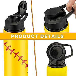 Yaomiao 16 Pcs Softball Gift Softball Water Bottles for Girls Softball Team Accessories Aluminum Water Bottle Bulk Snap Closure Reusable Leak Proof Sports Bottle for Team Gym Sports Travel(20 Oz)