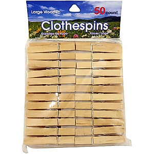 Economy Kitchen Accessory Wooden Clothespins 50 Count
