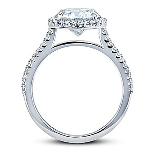 Kobelli Round Brilliant Forever One Moissanite Halo Engagement Ring 2 1/6 CTW 14k White Gold (DEF/VS, GH/I)