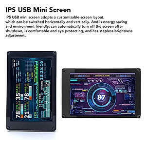 Zunate 3.5 Inch Computer Temp Monitor, IPS USB Mini Screen PC CPU RAM HDD Data Monitor, PC Sensor Panel Display, PC Temperature Display for PC ARGB Computer Case