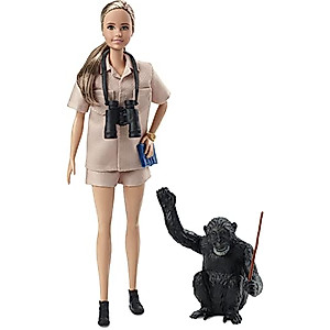 Barbie Dr. Jane Goodall Inspiring Women Doll, Made from Recycled Materials, Gift for Collectors and Kids Ages 6 Years Old & Up