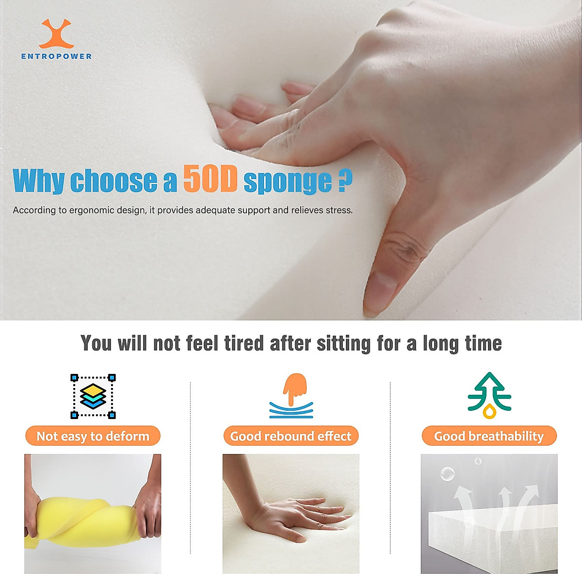 ENTROPOWER Custom Size Bench Cushion Outdoor/Indoor Bay Window Seat Cushion Thick Upholstery Foam Long Chair Cushion Sofa Pads Patio Furniture Cushion (31.4 × 11.8 × 1.96in, Dark Brown)