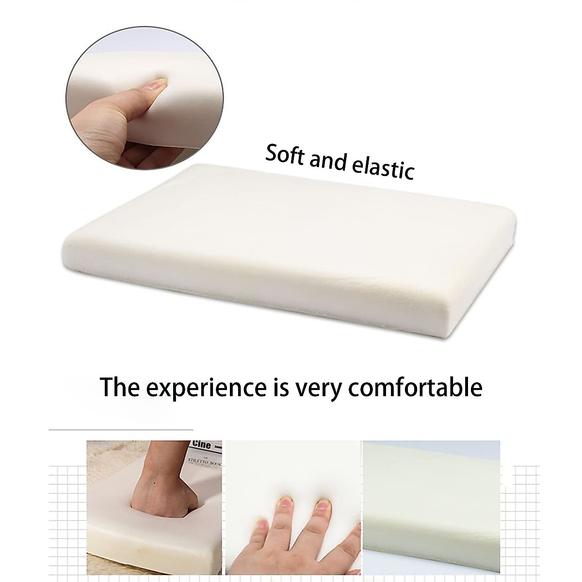 Rectangle Soft Memory Foam Chair Pad Cover Non-Slip Breathable Air Mesh Saddle Bar Stool Seat Cushion with Snap-on Button Tie for Home Kitchen Dining Bench School Office Chair Black, 13.4 x 9.4 Inch