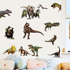 Dinosaur Wall Stickers, Peel & Stick Removable Wall Art Sticker Decals for Kids Bedroom Nursery Playroom Living Room,Multicolor