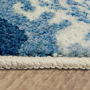 Mohawk Home Damask Tile Casual Ornamental Navy Blue 1' 8" x 2' 6" Kitchen Mat Perfect for Living Room, Dining Room, Office