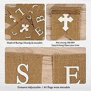 Blessed Burlap Banner Easter Communion Baptism Decorations for Boys Girls First Communion Confirmation Banner Garland Decor for Baby Shower Birthday Fireplace
