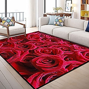 VITREGEN Romantic Rose Pistil 3D Printing Carpet Hallway Floor mat Living Room Non-Slip mat Bedroom Crawl mat