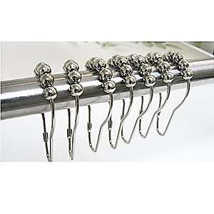 Bathroom Curtain Hooks Rustproof Steel Polished Chrome Shower Curtain Rings Set of 12