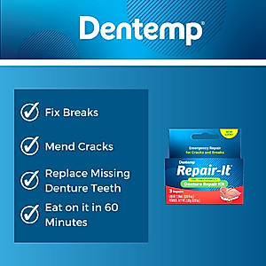Dentemp Repair Kit - Repair-It Advanced Formula Denture Repair Kit - Denture Repair Kit Repairs Broken Dentures - Denture Repair to Mend Cracks & Replace Loose Teeth…