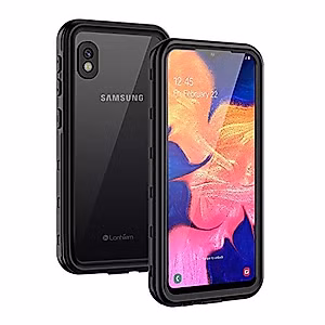Lanhiem Samsung Galaxy A10E Case, IP68 Waterproof Dustproof Shockproof Case with Built-in Screen Protector, Full Body Sealed Underwater Protective Cover for Galaxy A10e (Black/Clear)