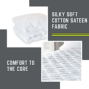 Luxury Eddie Bauer 300 TC Hypoallergenic Premium Cotton Mattress Pad - Medium Weight - Made in the USA (Queen)