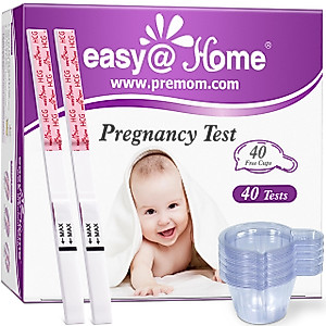 Easy@Home 40 Pregnancy Test Strips with 40 Urine Cups - Fast & Accurate Early Detection, Sensitive & Clear Results, Designed for Women Trying to Conceive EXP 07-31-2025