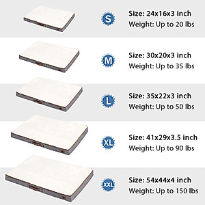 Flat Orthopedic Dog Bed-Memory Foam Dog Bed for Small Dogs, Dog Bed for Crate with Waterproof Replacement Washable Cover, Soft Comfortable Fluffy Faux Rabbit Fur, Durable, Non-Slip, Egg Crate Foam