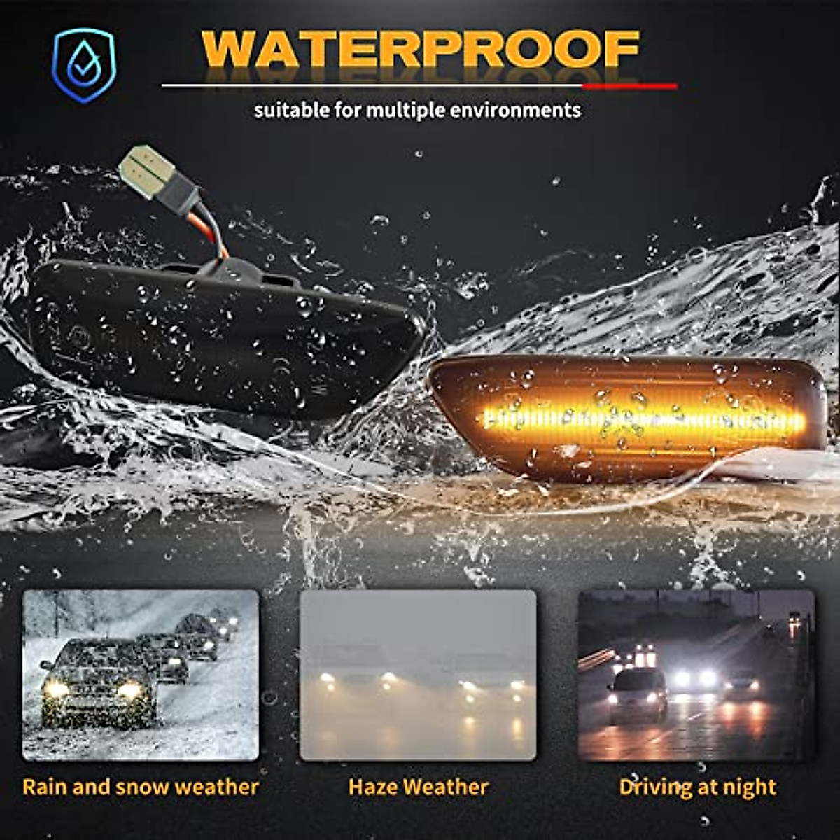 POPMOTORZ Sequential Dynamic Side Marker Turn Signal Lights, Led Amber Blinker Indicator Lamps Assembly Compatible with 1998-2007 Vol-vo S60 S80 V70 XC90 XC70 Repeater