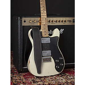 Levy's Leathers Butter Double Stitch 2.5" wide Garment Leather Guitar Strap; Deluxe Series - Black (M17BDS-BLK)