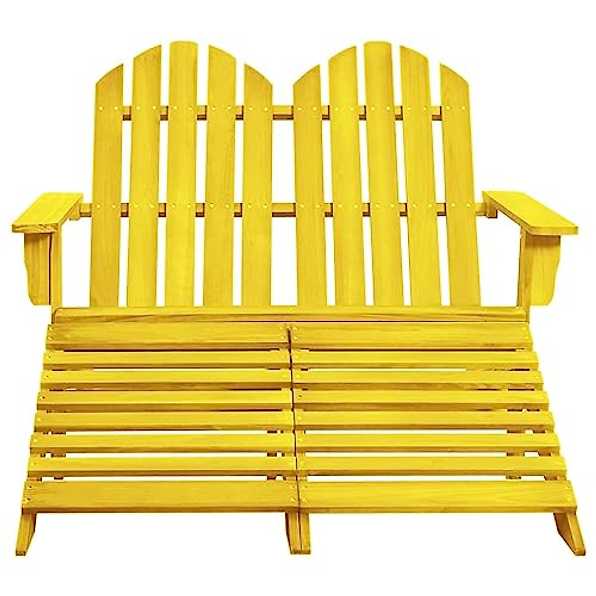 Tidyard 2-Seater Patio Adirondack Chair&Ottoman Fir Wood Yellow Outdoor Fire Pit Chair Wooden Garden Armchair for Porch Pool Lawn Deck Backyard Balcony Outdoor