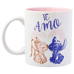 Silver Buffalo Lilo and Stitch Te Amo Ceramic Mug, 20 Ounces