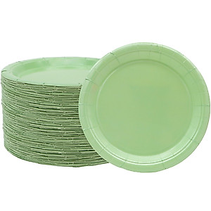 50Pcs Sage Green Party Supplies Sage Green Paper Plates 7"Green Dessert Plates Disposable Mint Green Paper Plates for Green Party Theme Jungle Wedding Bridal Baby Shower Birthday Party Decor (Green)