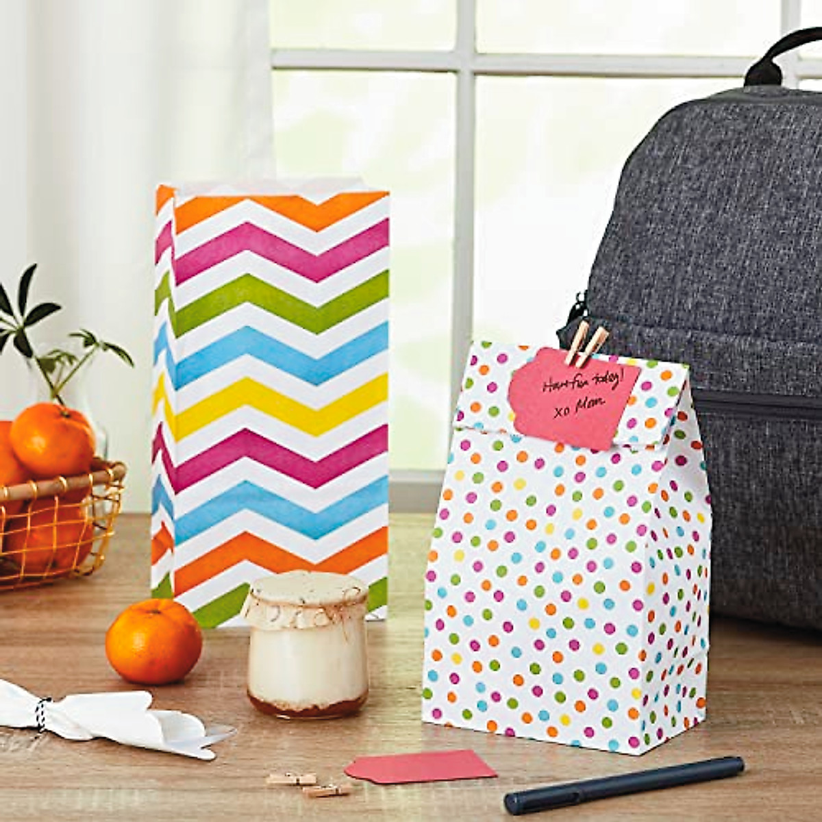 Hallmark Spring Pastel Party Favor and Wrapped Treat Bags, Assorted Designs (30 Ct., 10 Each of Chevron, Dots, Stripes) for Baby Showers, Birthdays, Easter, Mothers Day, Care Packages, May Day