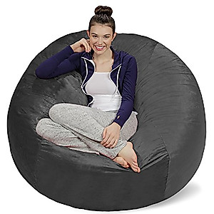 Sofa Sack - Plush Ultra Soft Bean Bags Chairs for Kids, Teens, Adults - Memory Foam Beanless Bag Chair with Microsuede Cover - Foam Filled Furniture for Dorm Room - Charcoal 5' (AMZBB-5SK-CS03)