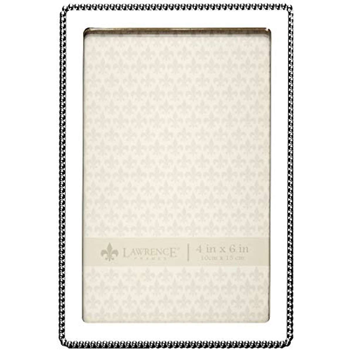 Lawrence Frames Metal Picture Frame with Delicate Outer Border of Beads, 4 by 6-Inch, Silver