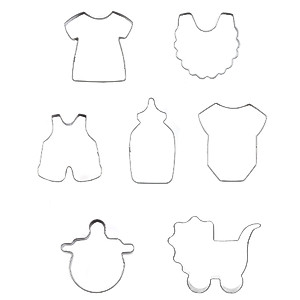  Baby Shower Series Cookie Cutters Set of 7 pcs, Stainless Steel Fondant Cutter Molds Baking DIY