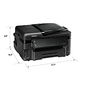Epson WorkForce WF-3520 Wireless All-in-One Color Inkjet Printer, Copier, Scanner, 2-Sided Duplex, ADF, Fax. Prints from Tablet/Smartphone. AirPrint Compatible (C11CC33201)