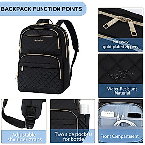 EMPSIGN 15.6 Inch Laptop Backpack Laptop Bag for Women Men, Business Work School Travel Backpack with USB Charging Port, Waterproof Backpack Purse for Women College Computer Book Bag, Black