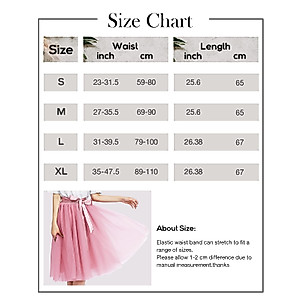 Black Tulle Skirt for Women 6 Layers Elastic Waistband Prom Party Dress Black S