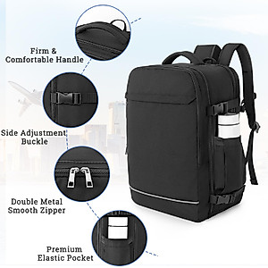 Sinaliy Personal Item Backpack, 40L Large Travel Backpack for Women Men, Waterproof Carry on Backpack for College, Business, Work