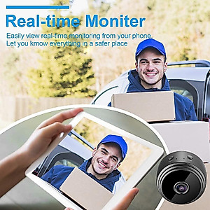 Homesweety Wireless Mini Camera, Nanny Video Security Cam with Night Vision and Motion Detection, Built-in Battery, No WiFi Need, Technology for Phone App Monitor, Pets/Baby(Round), Black AB