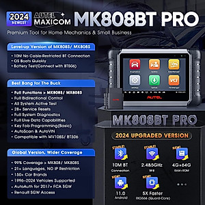 Autel MaxiCOM MK808BT PRO Scanner: 2024 Full Bidirectional Tool Level-up of MK808S MX808S MK808Z MK808, OS 11, 4G+64G 2.4G&5G WIFI, Active Test, 28+ Service, All Sys Diagnostics AutoAuth BT506 Support