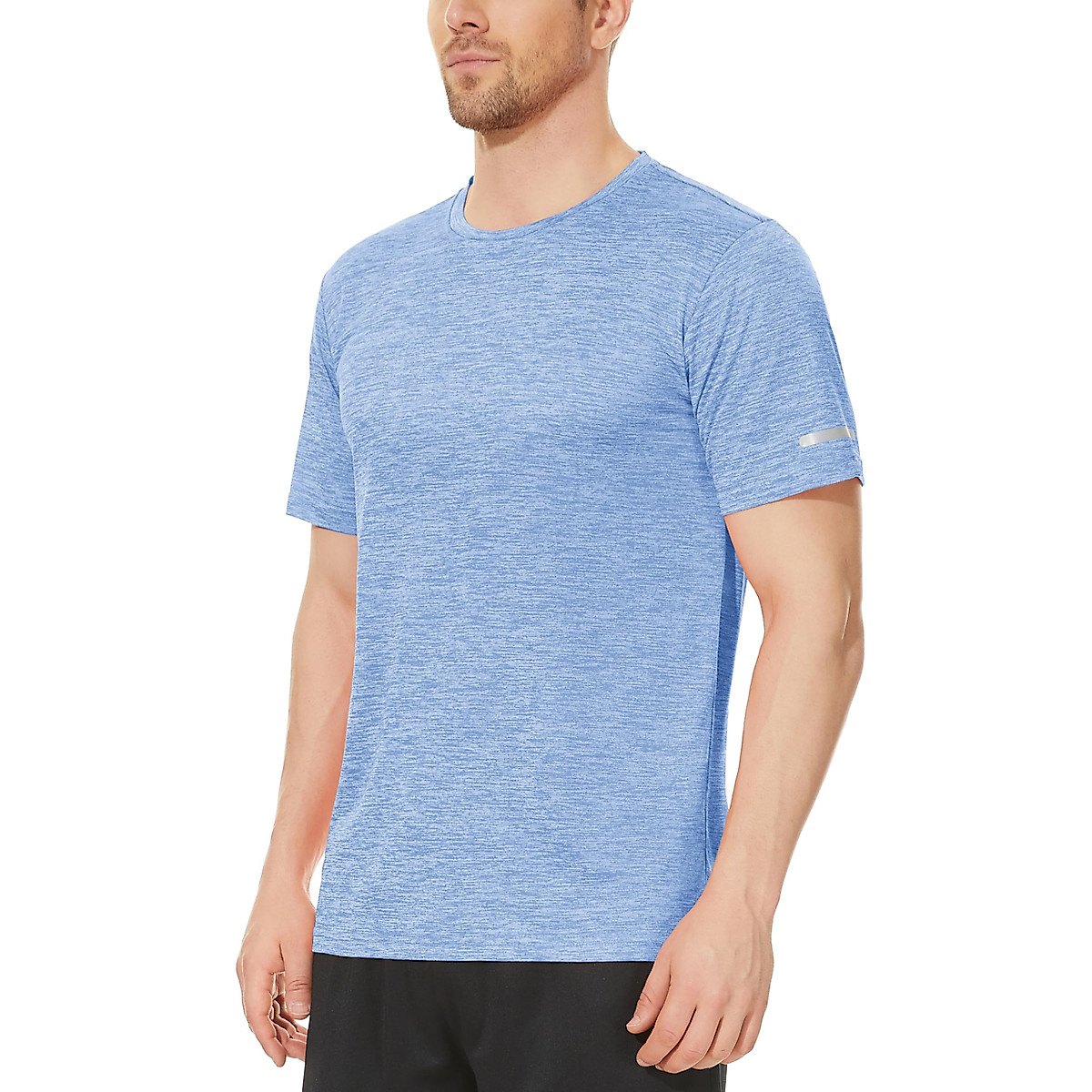 MAGCOMSEN Men's Athletic Shirts Dry Fit Lightweight Dry Fit Tee Tops Gym Active Fitness Sports Shirts Light Blue 2XL