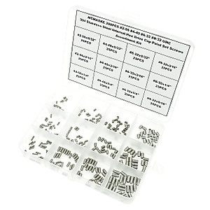 MCMASKE 300PCS #2-56#4-40#6-32#8-32 UNC 304 Stainless Steel Internal Hex Drive Cup Point Set Screws Assortment Kit