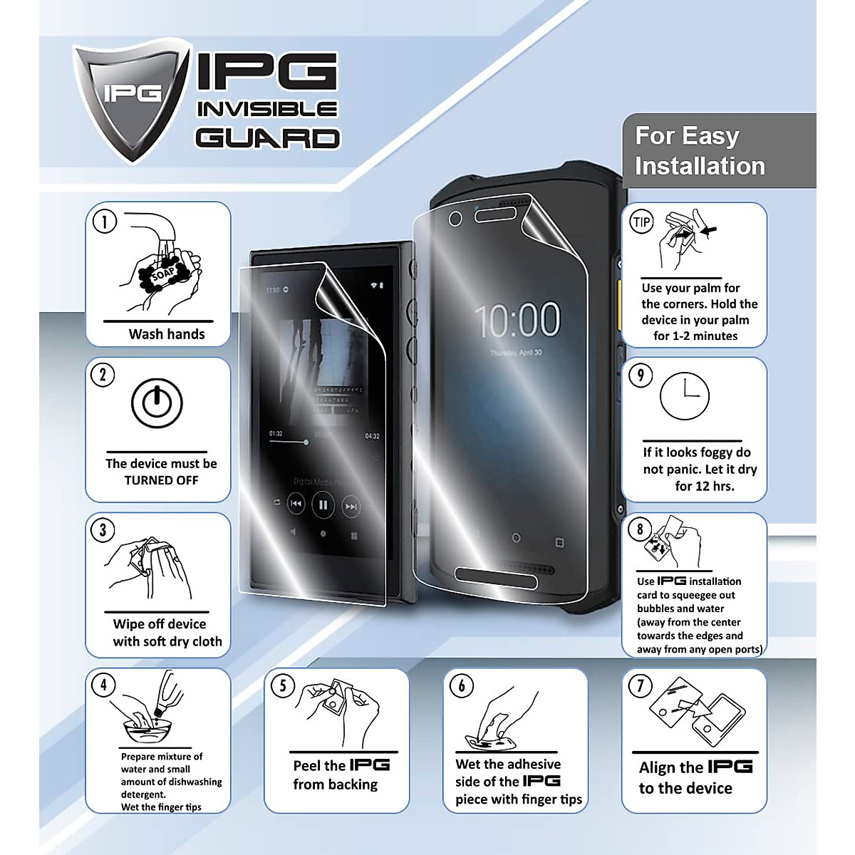 IPG Compatible with Zebra WT6300 Handheld Computer Screen Protector 6 UNITS Invisible Guard Free Lifetime Replacement HD Clear Bubble Free screen protection for WT6300