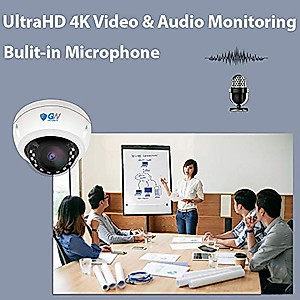 GW Security 8 Channel 4K NVR 8MP AI Human Vehicle Detection Starlight Color Night Vision Security Camera System with 8 UHD 4K 2160P Microphone PoE Outdoor/Indoor Weatherproof IP Security Dome Cameras