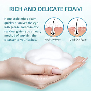 Eyelash Extension Cleanser, Lash Shampoo with 2 Brushes, Eyelash Extension Shampoo, Chamomile Eyelash Foam Cleaner, Paraben & Sulfate & Oil Free for Salon and Home Use (60ml 2 Fl Oz)