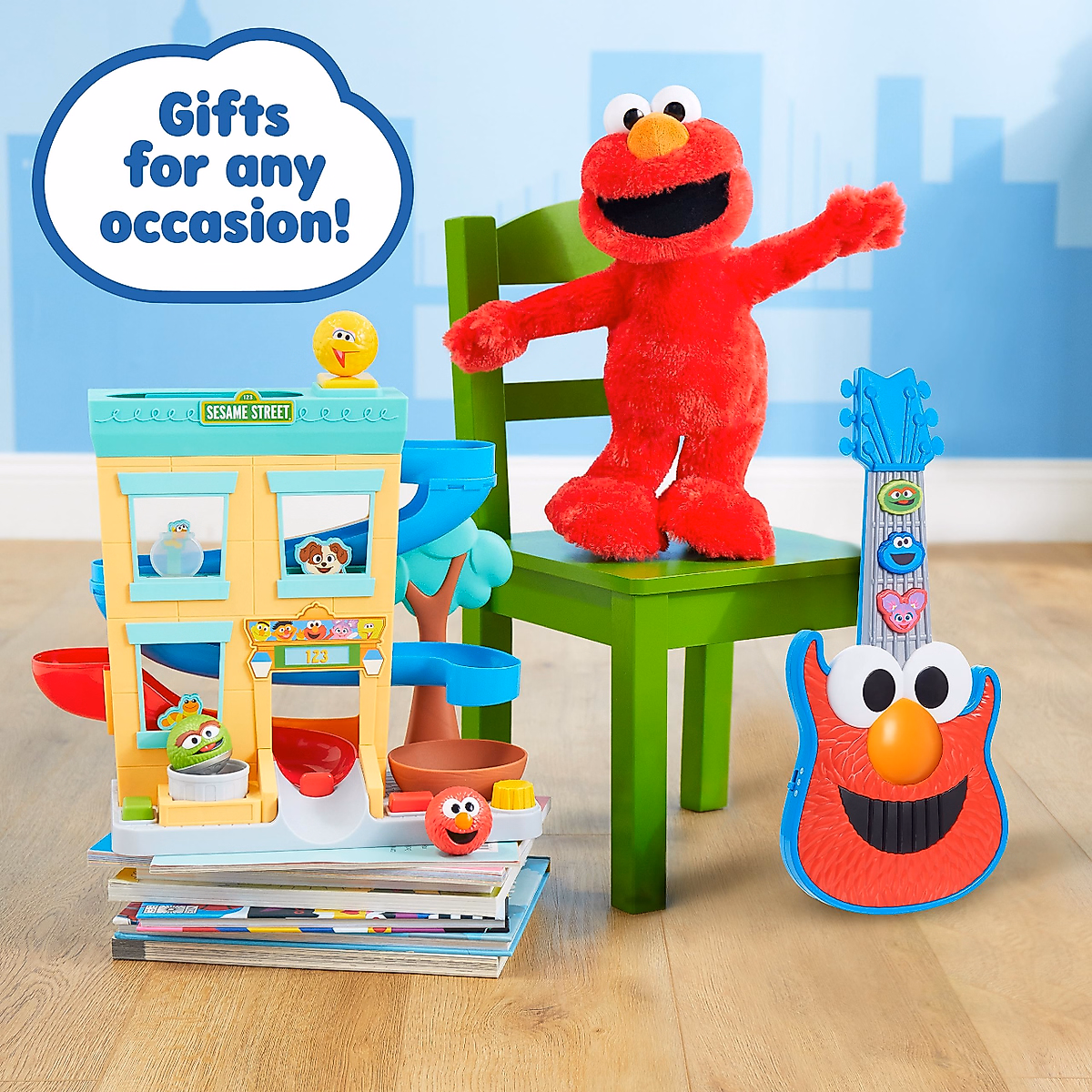 SESAME STREET 'Round The Neighborhood 4-Piece Ball Drop Playset and Figures, Sounds and Phrases, Kids Toys for Ages 12 Month by Just Play