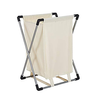 LUCKYERMORE Collapsible Laundry Basket for Dirty Clothes Household Laundry Hamper with Iron X-Frame and Oxford Hamper Bag