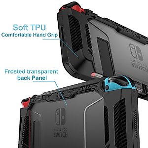 PiMivco Dockable Case for Nintendo Switch 2017,Protective Case Compatible for Nintendo Switch and Joy-Con Controller ,TPU Grip Cover with Shock-Absorption and Anti-Scratch Design(Black)…