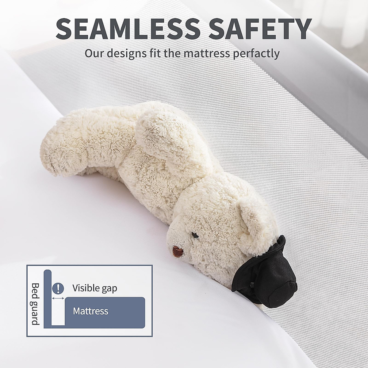 wanan Bed Rail for Toddlers, 3 Pack Extra Long Baby Bed Rail Guard for Kids, All-Round Sturdy Baby Bed Fence, Infants Bed Guardrail, Fit Queen King Mattress, 79 x 79 x 77 (Gray Without Pattern, King)