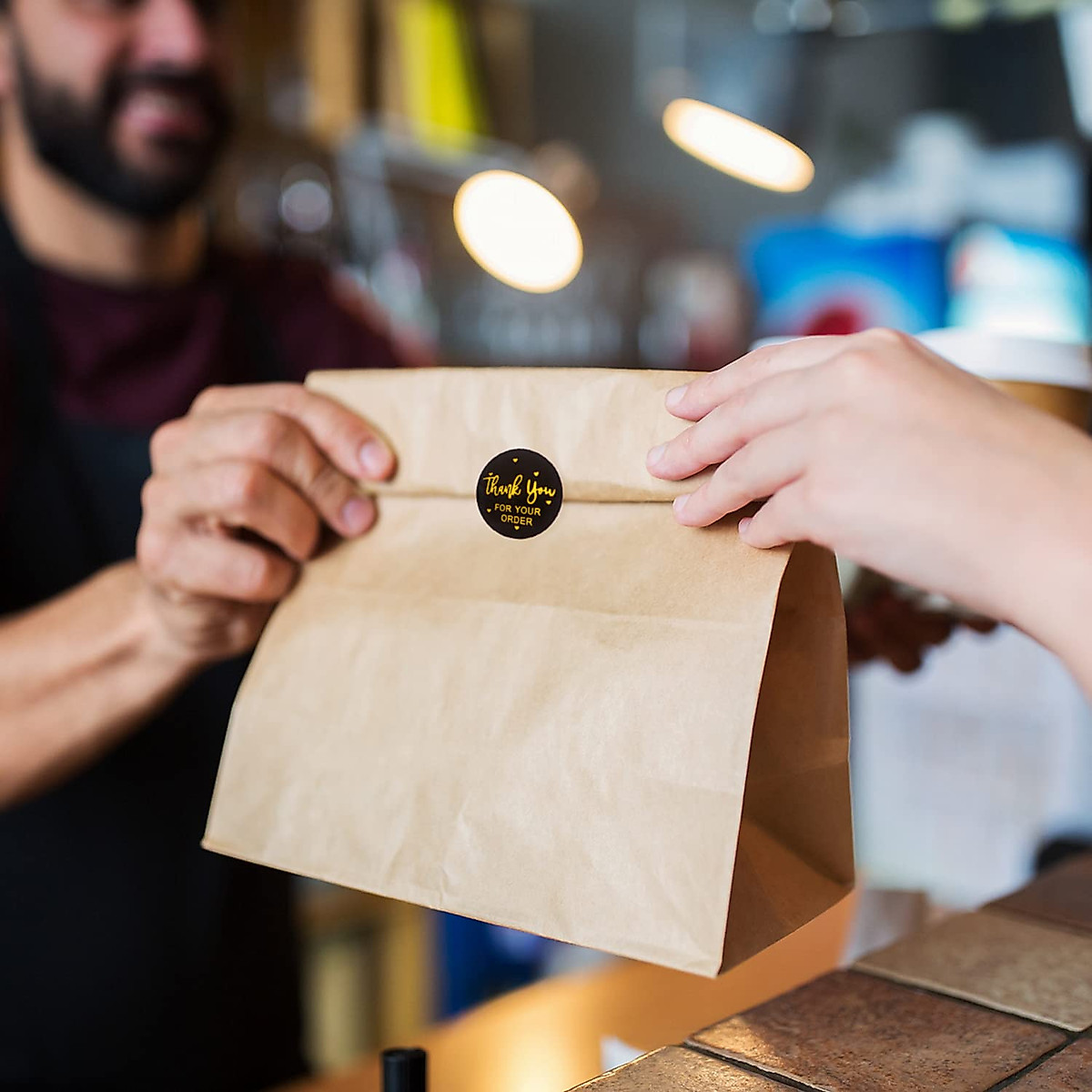 2000Pcs 1 inch Thank You Stickers, Thank You for Your Order Adhesive Sticker Labels for Envelopes Packaging (4 Rolls, Each roll 500Pcs)