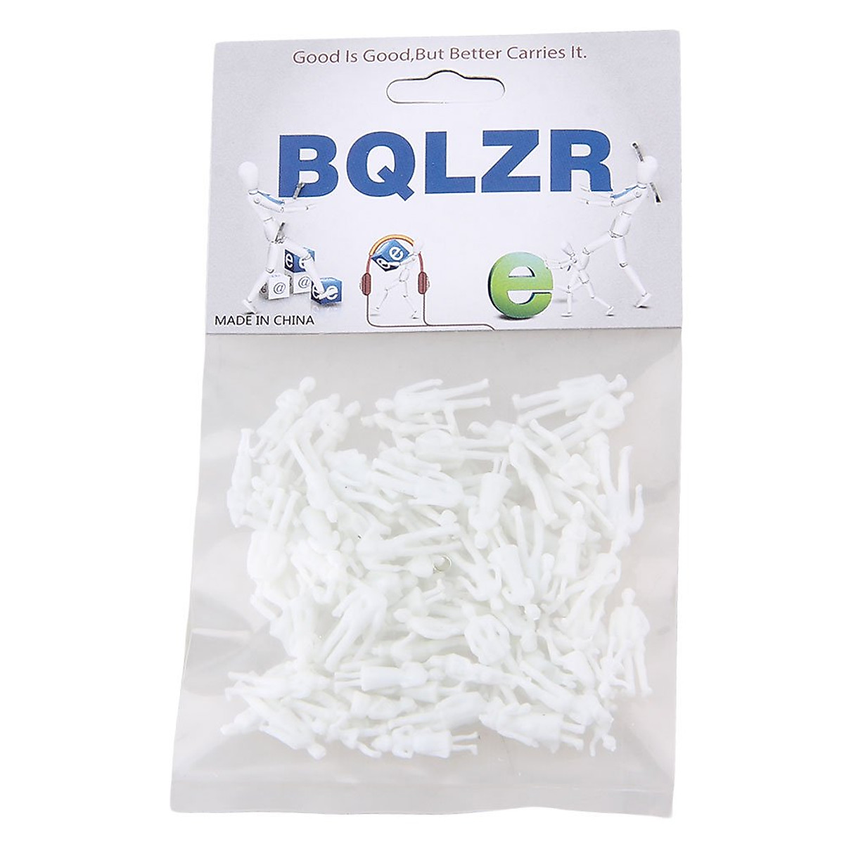 BQLZR White Unpainted Architectural 1:100 Scale Model Figures Standing Little People Figures for Miniature Scenes, White Color Pack of 100