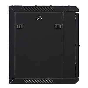 9U Professional Wall Mount Network Server Cabinet Enclosure 19-Inch Server Network Rack Meshed Door Low-Profile Black